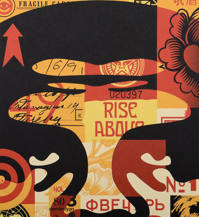 "Obey 3 face collage (set)" par Shepard Fairey (Obey)